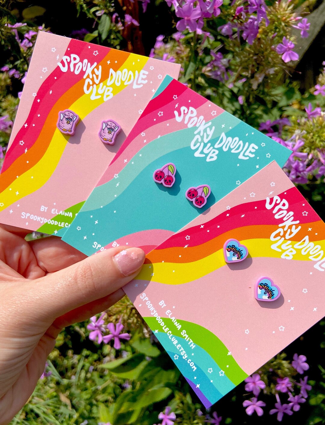 SPOOKY HEART STUD Earrings - Rainbow Spooky Halloween Earrings ...