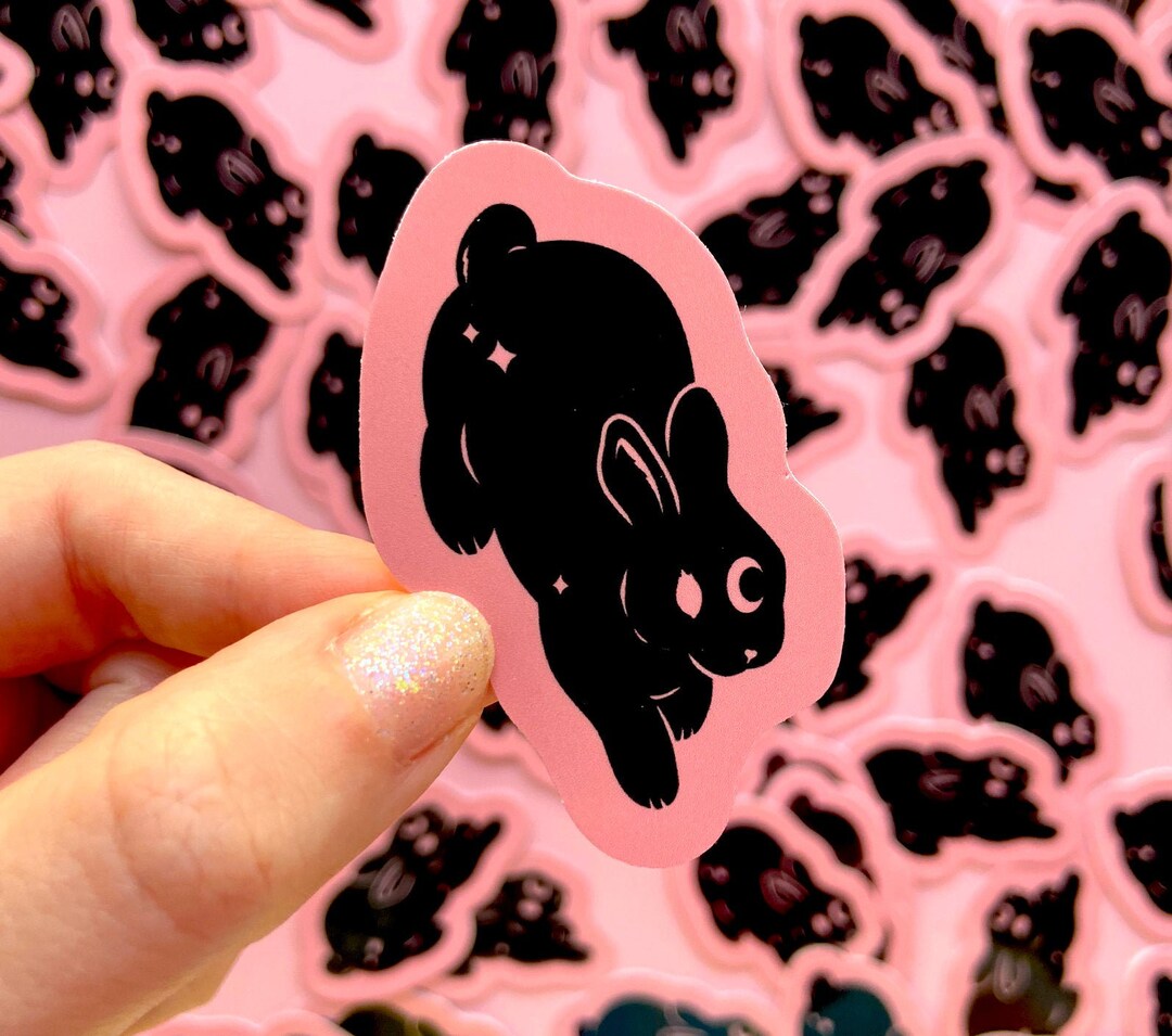MOON BUNNY STICKER - Celestial Magic Vinyl Sticker, Pink Rabbit Sticker ...