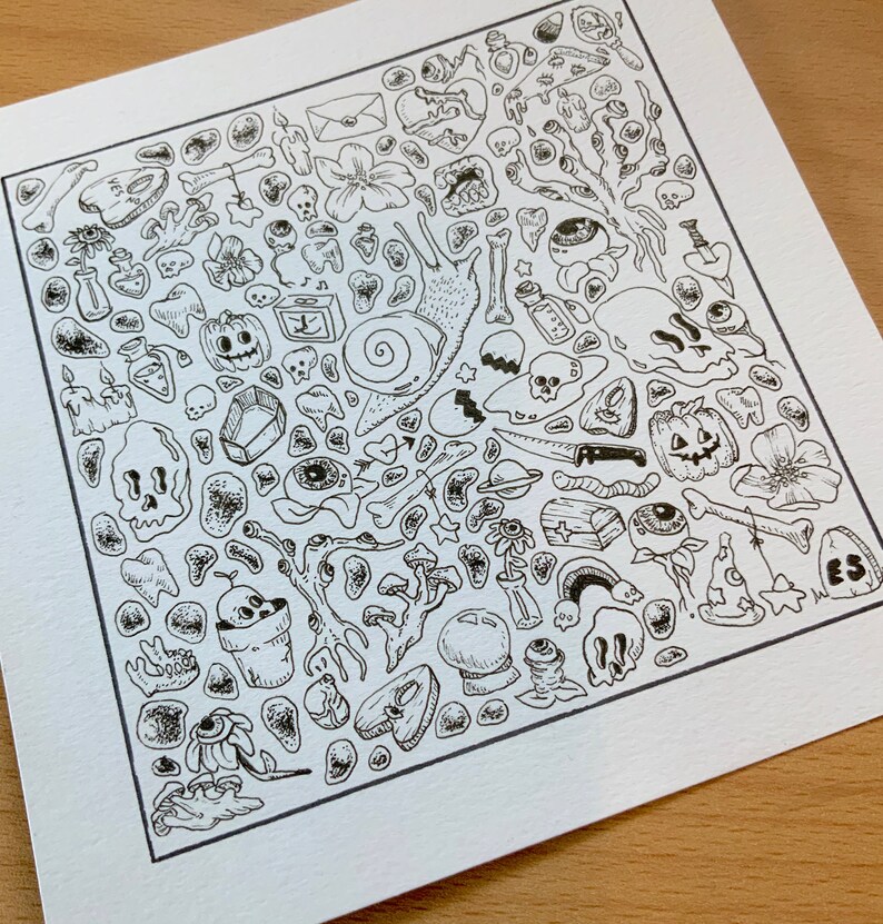 SNAIL SLIME Original Drawing 5x5 Inches Spooky Doodle - Etsy