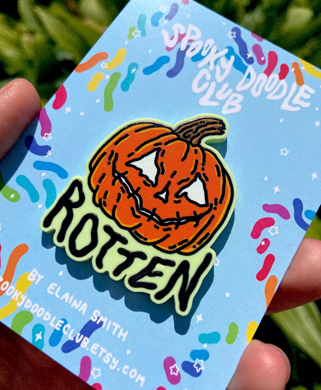 ROTTEN JACK-O-LANTERN Acrylic Pin - Halloween Pumpkin Pin, Creepy ...