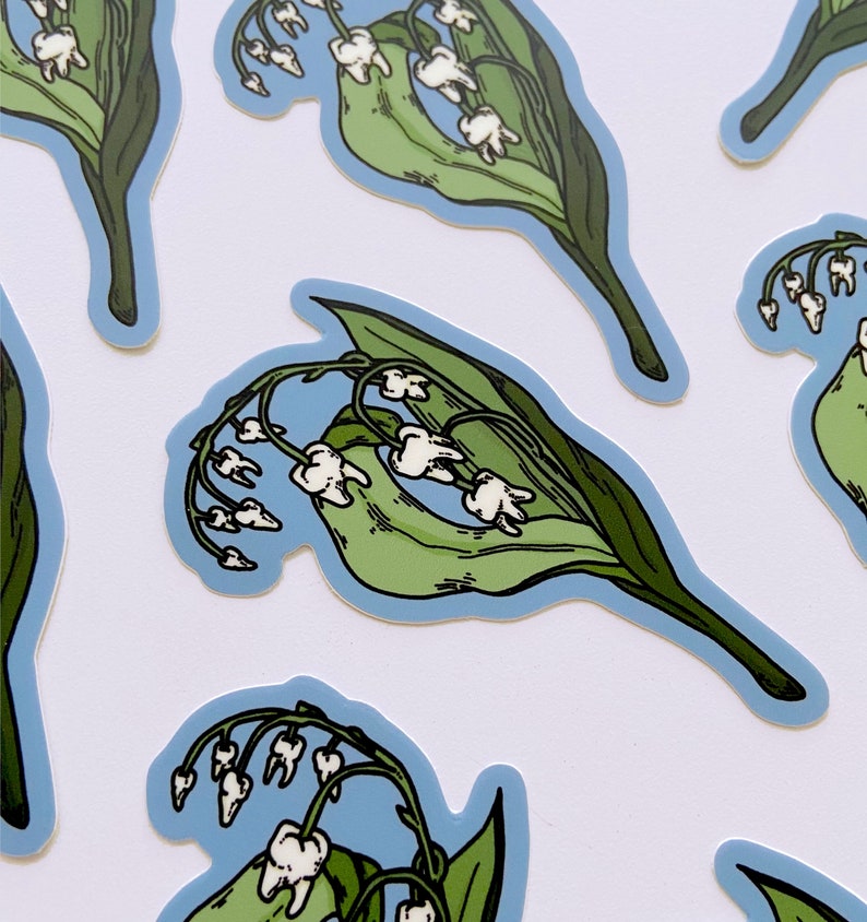 LILY TEETH STICKER - Macabre Lily of the Valley Art Sticker, Vinyl ...
