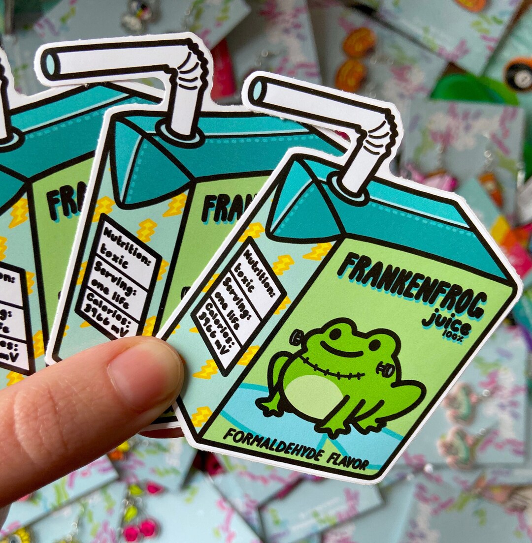 FRANKENFROG JUICEBOX STICKER - Halloween Frankenstein Frog Sticker ...
