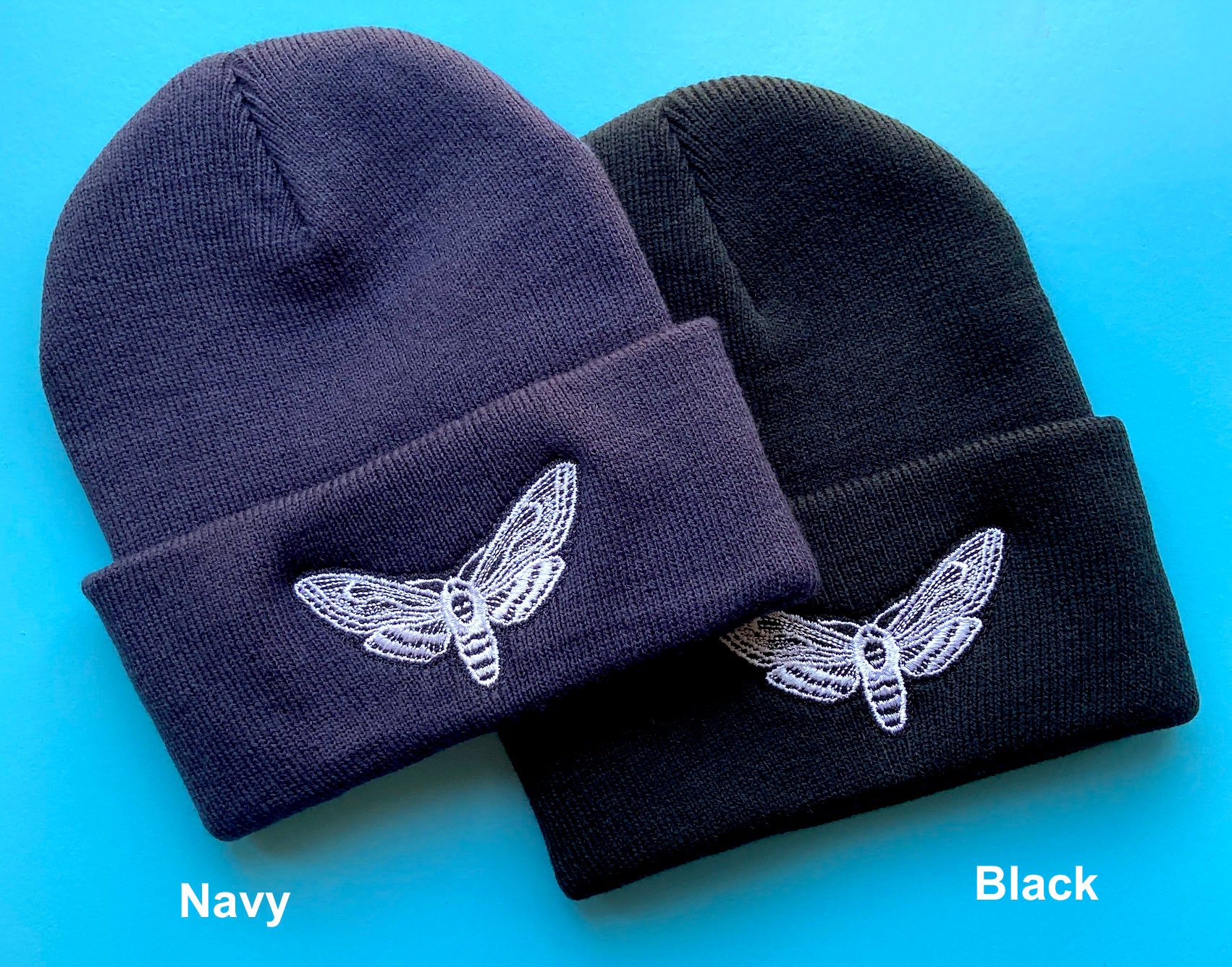 FUZZY BUG THING Spooky Doodle Club Embroidered Moth Beanie | Etsy