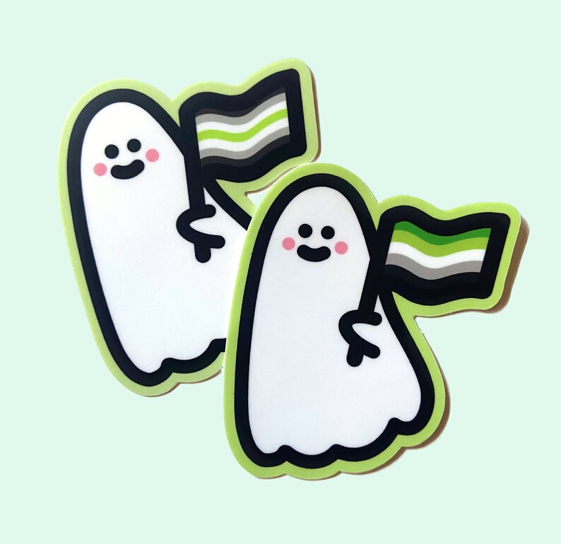 AGENDER PRIDE GHOST Sticker - Spooky Cute Nonbinary Pride Flag Sticker ...