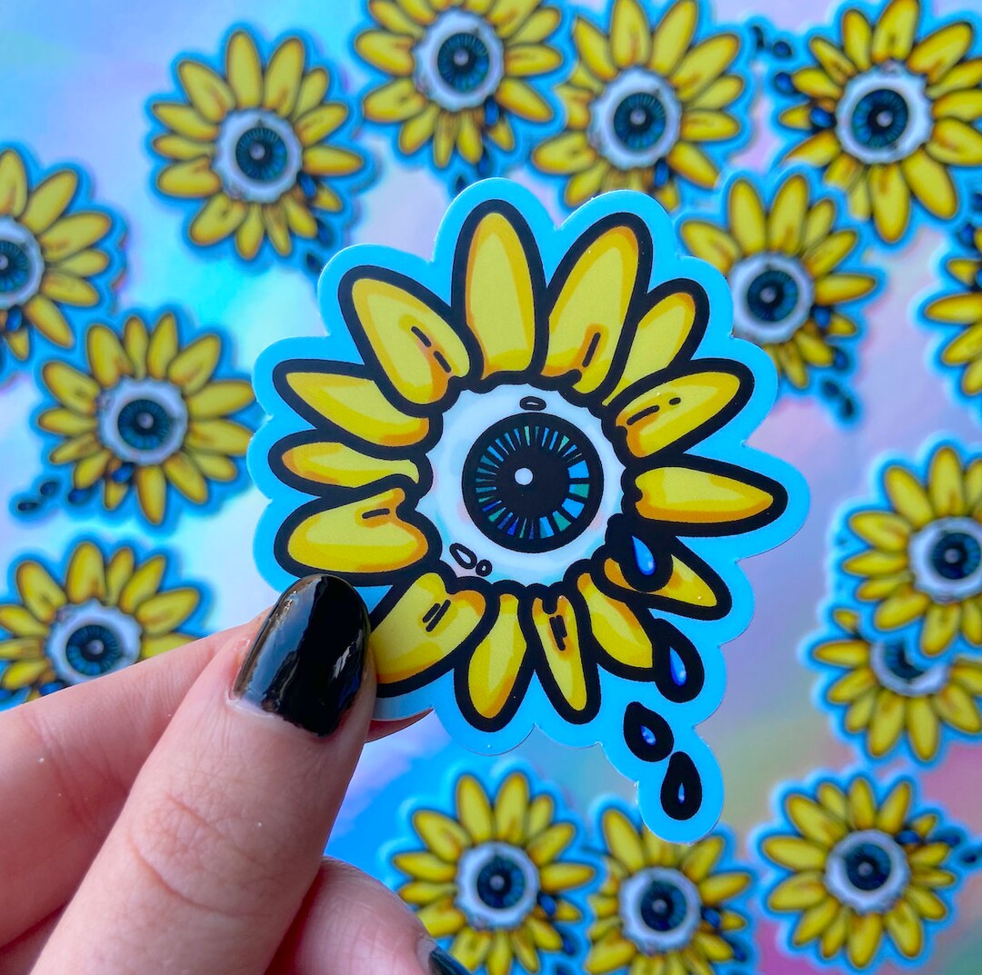 CRYING SUNFLOWER Vinyl Art Sticker - Etsy