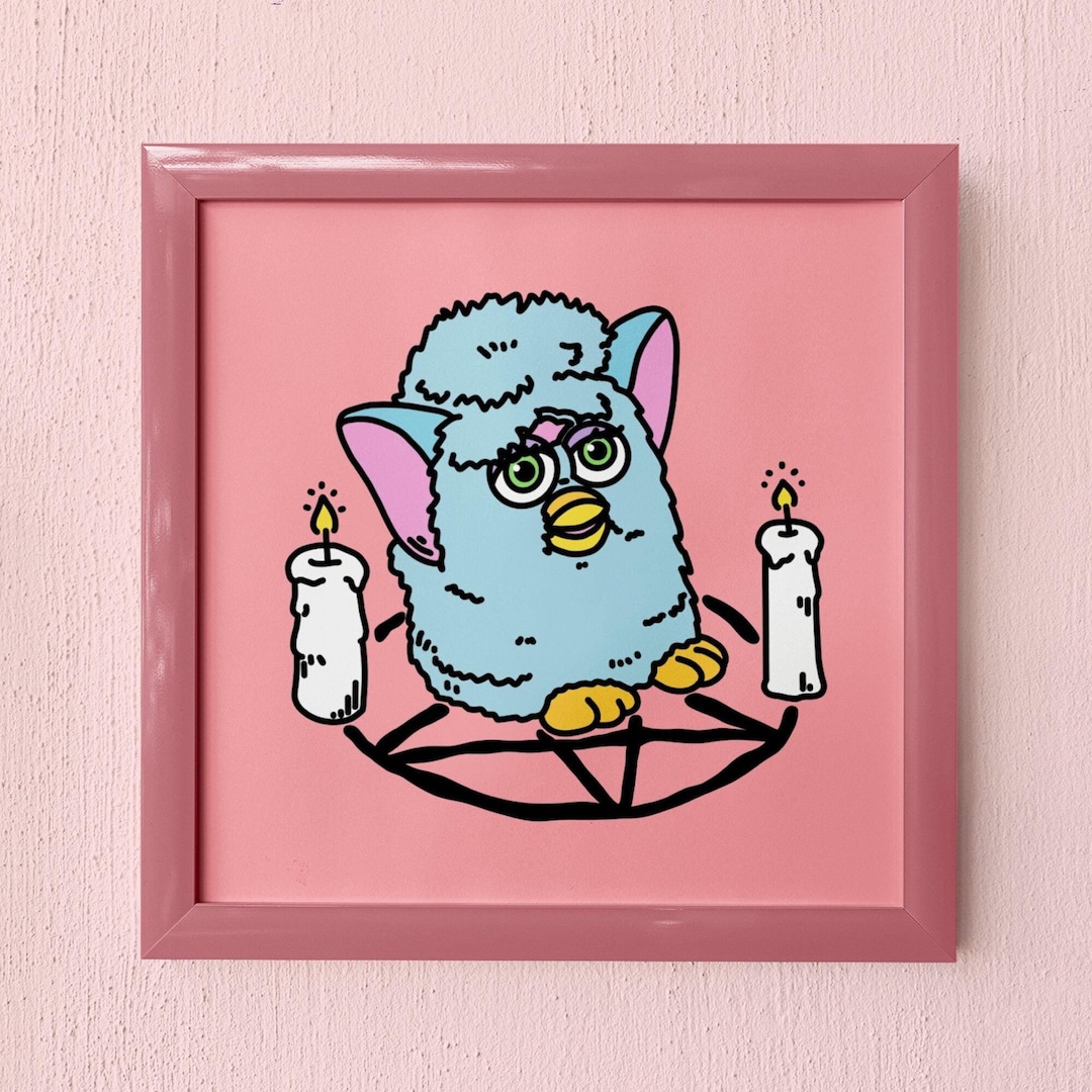 CURSED FURBY Wall Art - Funny Furby Art Print, 90s Nostalgia Square ...