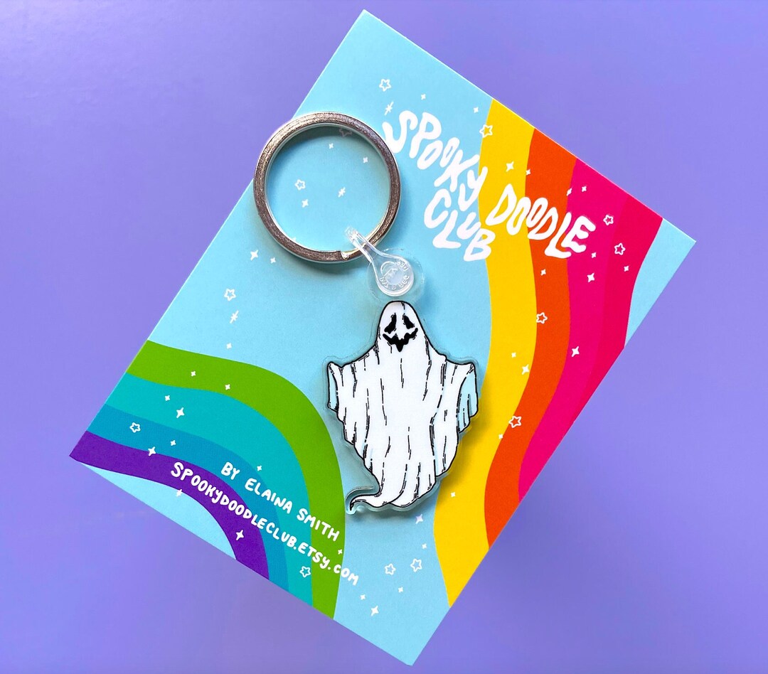GHOST KEYCHAIN - Spooky Doodle Club Acrylic Keychain (2 Inch) - Etsy