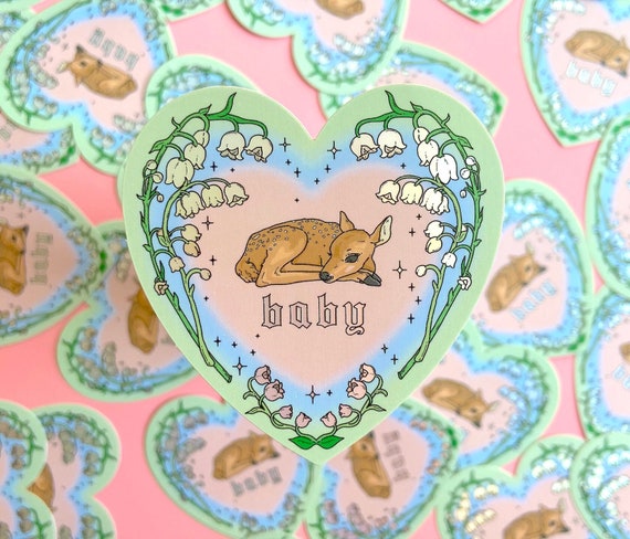 HOLOGRAPHIC FAWN STICKER Vinyl Waterproof Art Sticker | Etsy