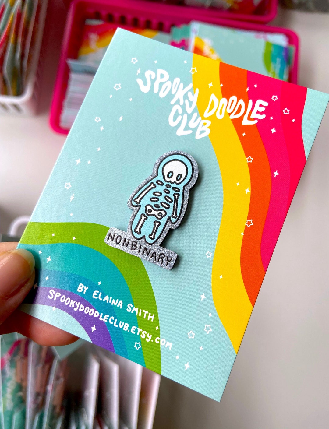 NONBINARY SKELETON Pin ~ Enbi NB Pride ~ Halloween Themed Acrylic Pin ...
