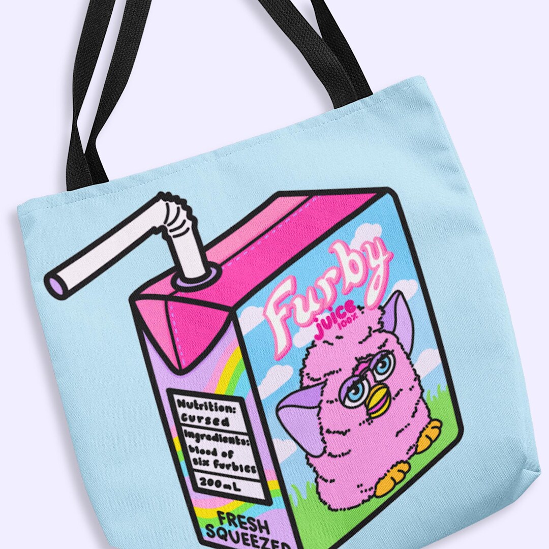 FURBY JUICE Tote Bag - Rainbow Furby Bag, 90s Nostalgia Toycore Gift ...