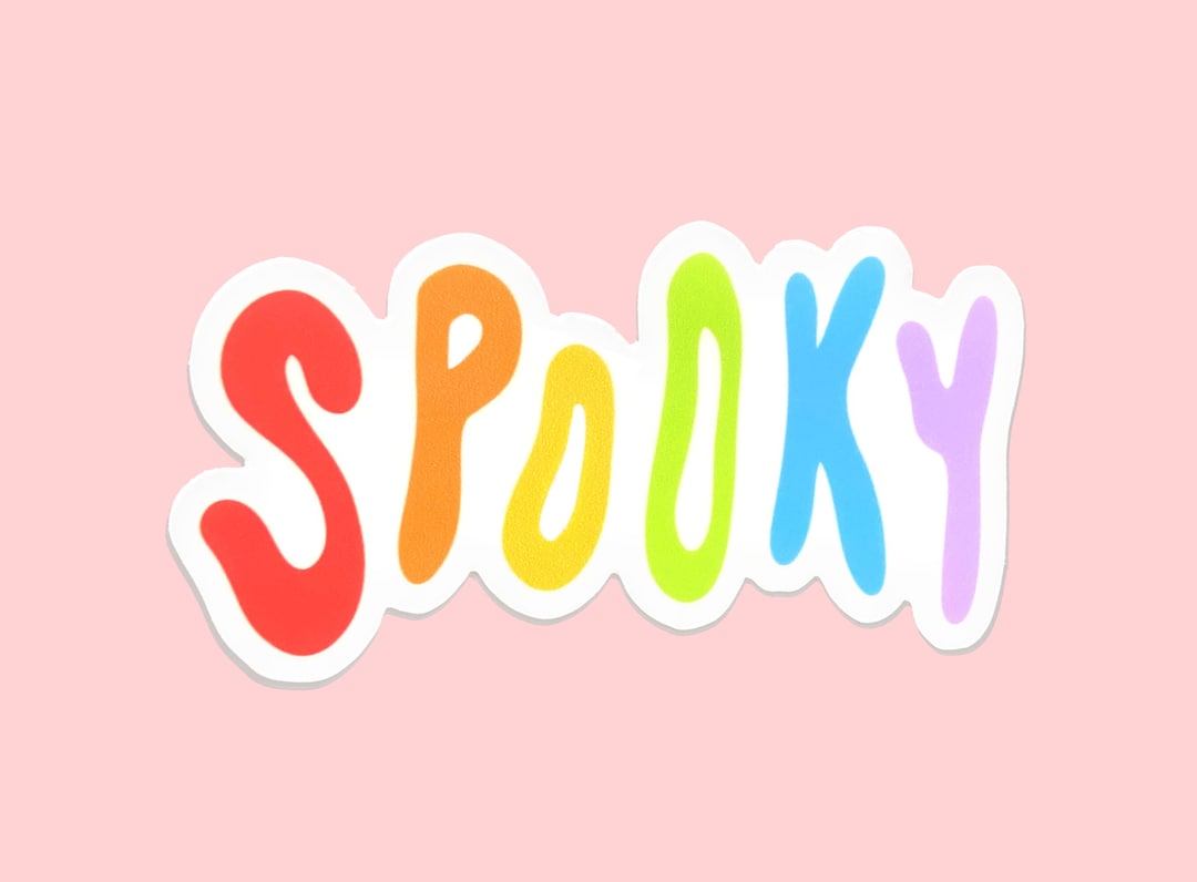 SPOOKY STICKER - Vinyl Rainbow Halloween Sticker, Simple Spooky Doodle ...