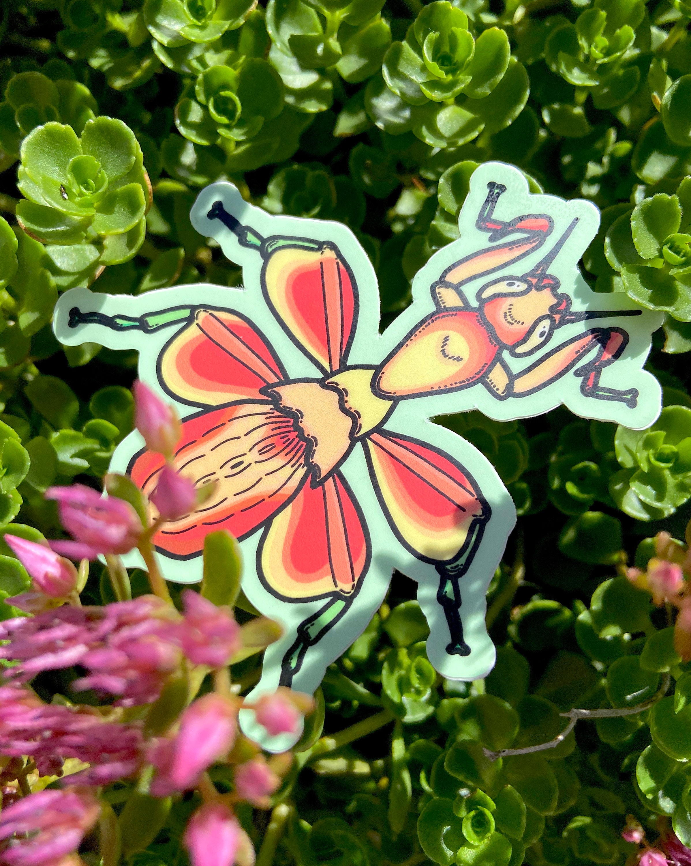 ORCHID MANTIS STICKER Vinyl Art Sticker Spooky Doodle Club - Etsy