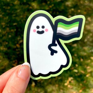 ARO PRIDE GHOST Sticker - Spooky Cute Aromantic Pride Flag Sticker ...