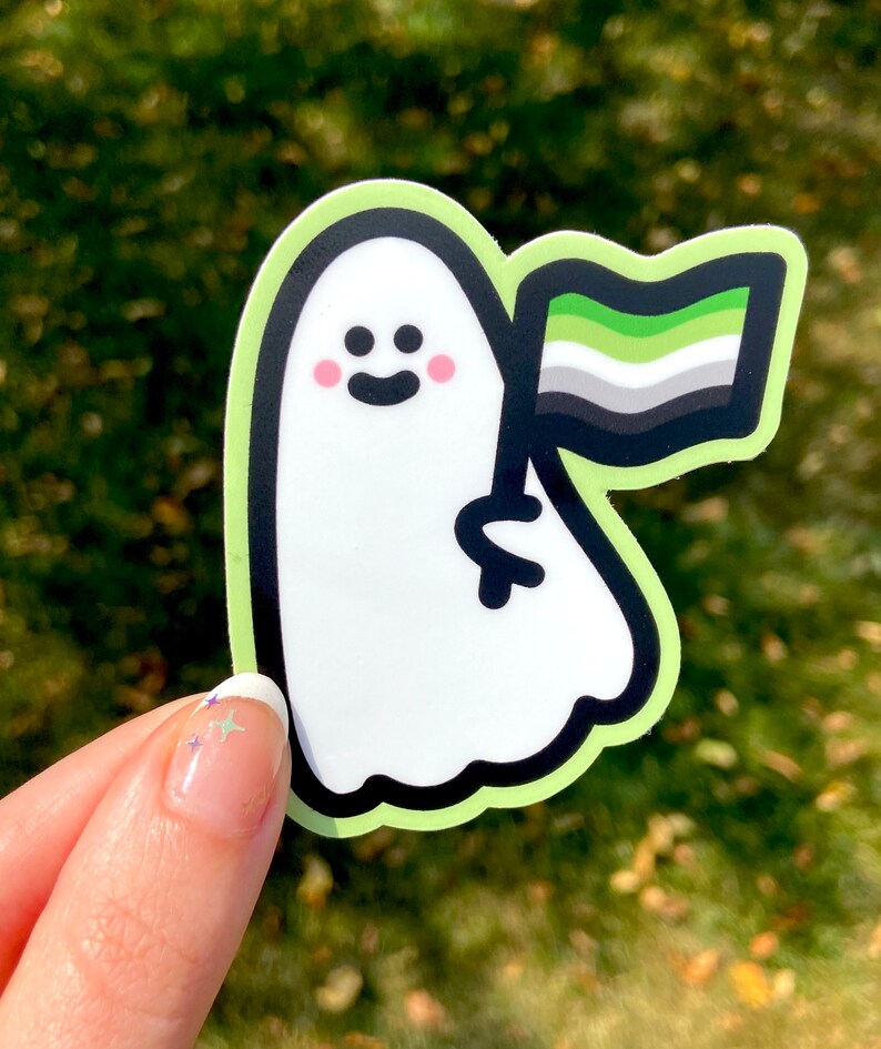 ARO PRIDE GHOST Sticker - Spooky Cute Aromantic Pride Flag Sticker ...