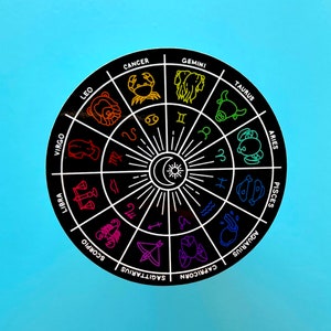 ZODIAC CHART STICKER - Circle Diagram Astrology Sticker, Rainbow ...