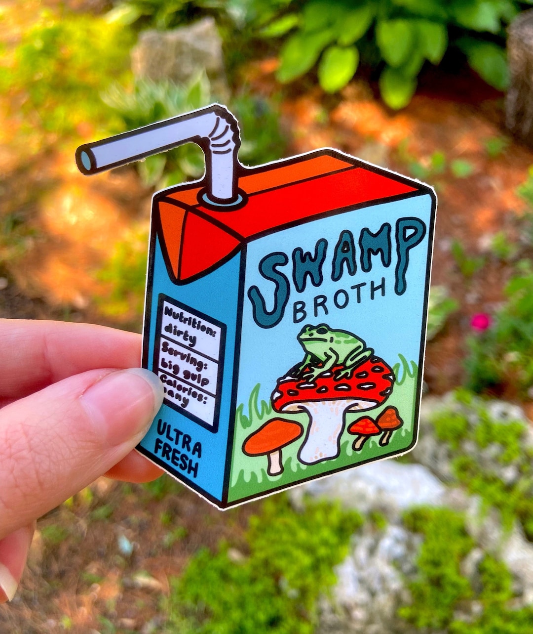 Frog Mushroom Sticker ~ SWAMP BROTH JUICEBOX - Vinyl Toadstool Sticker ...