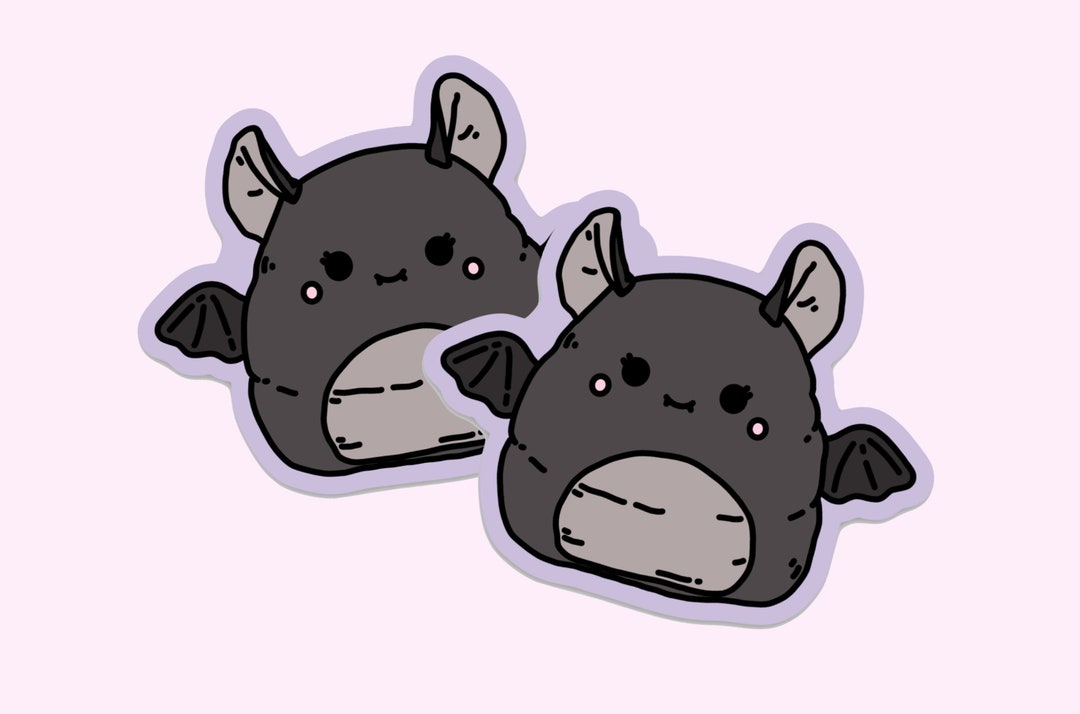 BAT SQUISHMALLOW STICKER - Cute Plushie Bat Sticker, Kawaii Halloween ...