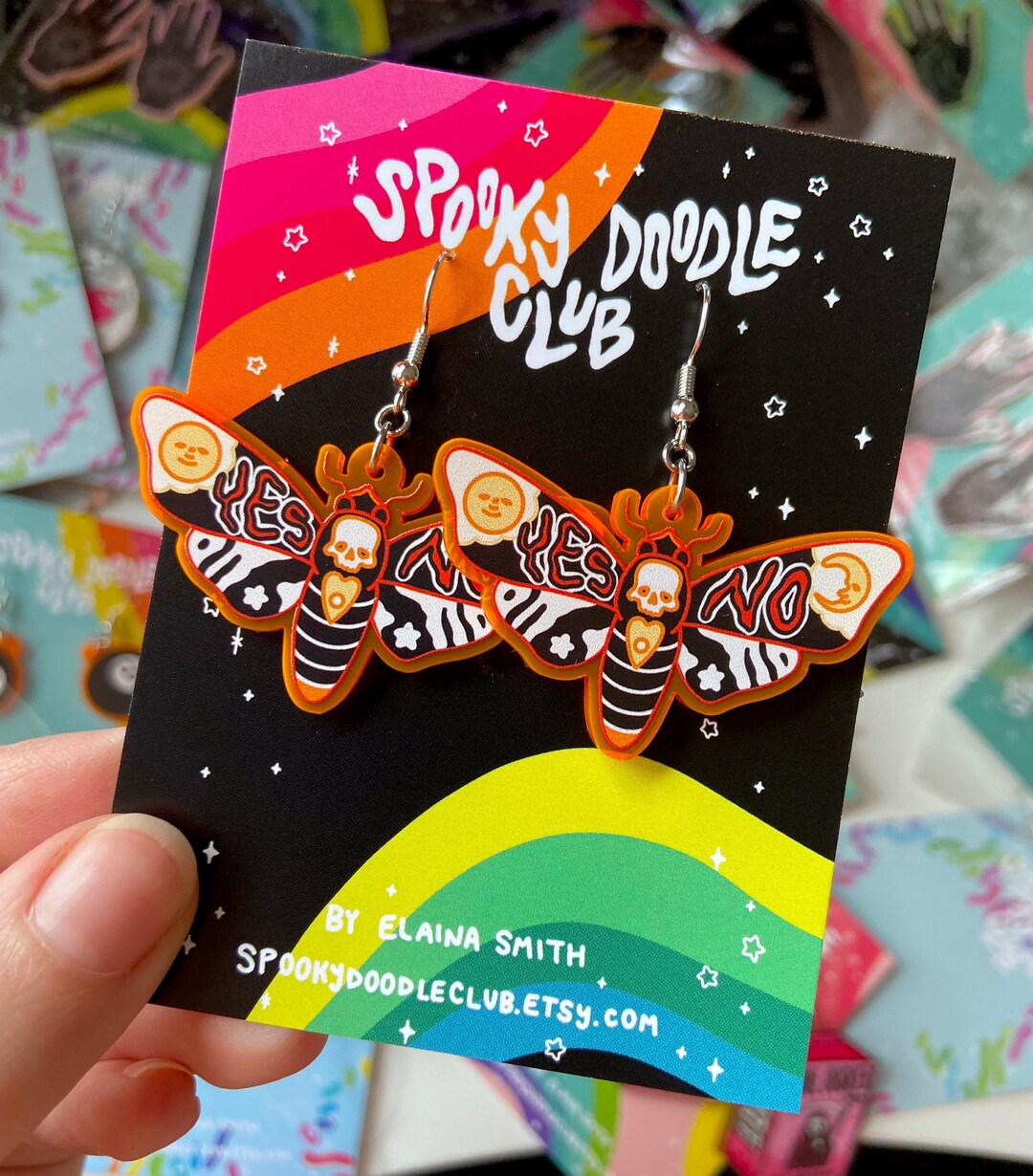 OUIJA MOTH EARRINGS - Spell Board Ouija Acrylic Earring, Halloween ...