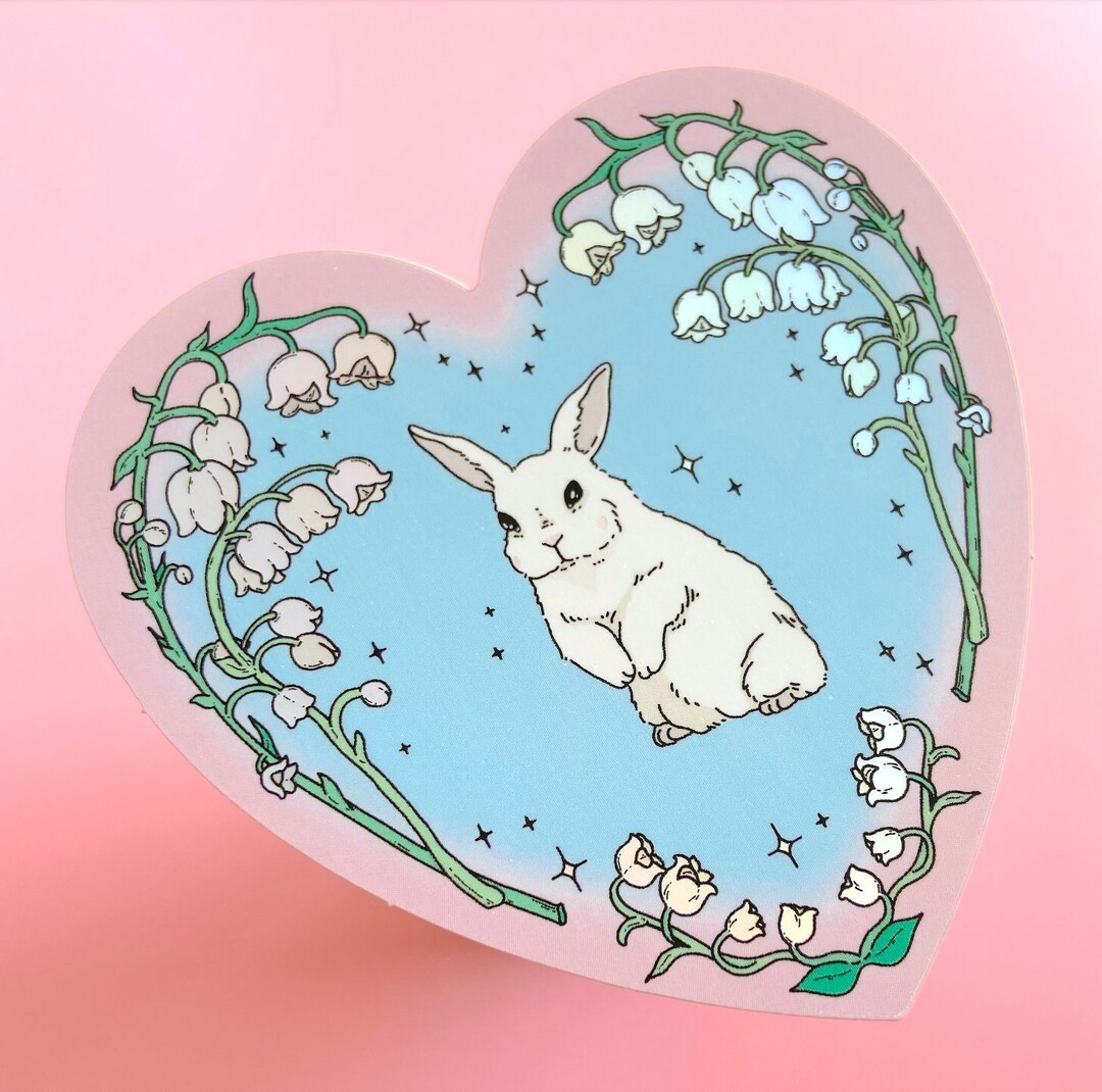 HOLOGRAPHIC BUNNY STICKER - Vinyl, Waterproof, Rabbit Art Sticker ...