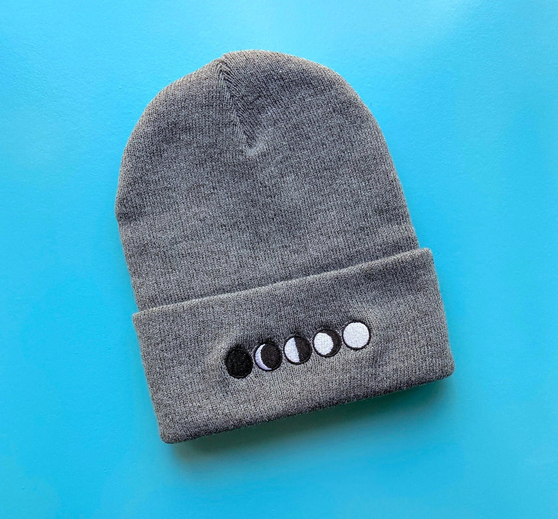 MOON PHASE BEANIE Spooky Doodle Club Embroidered Beanie - Etsy UK