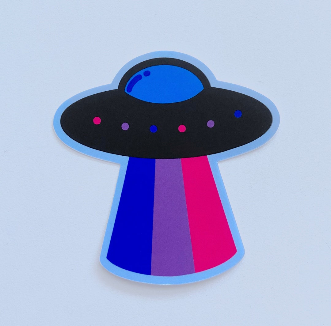 UFO STICKER Bi Pride Sticker, Alien Bi Pride Flag, Bisexual Rainbow ...