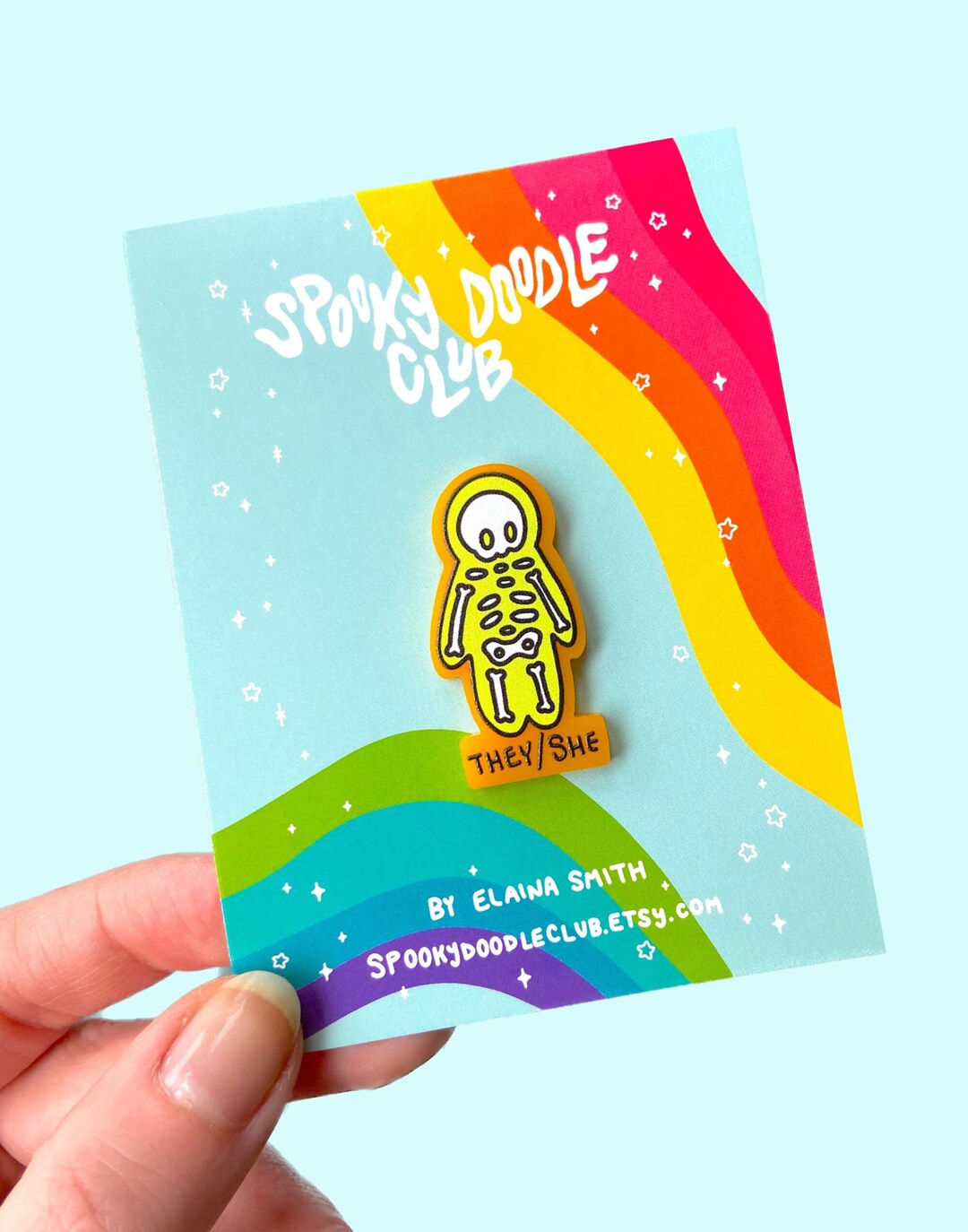 THEY/SHE PIN ~ Skeleton Pronoun Pin, Durable Queer Pride Accessory, My ...