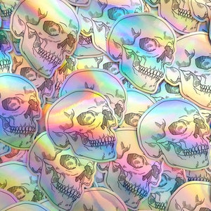 HOLOGRAPHIC SKULL STICKER - Waterproof Skeleton Bone Sticker, Rainbow ...