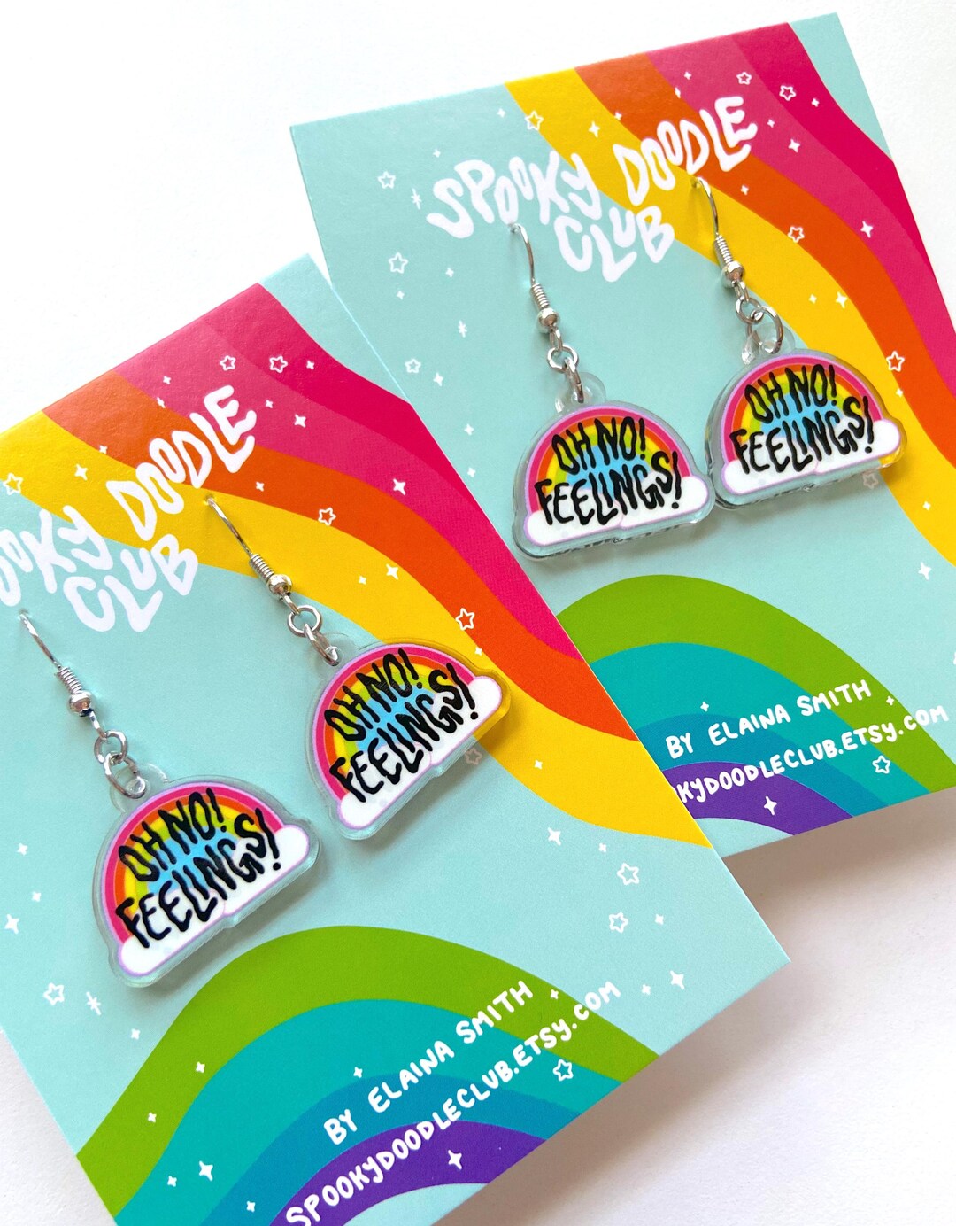 OH NO! FEELINGS! Earrings - Rainbow Acrylic Earrings, Cute Dangle ...