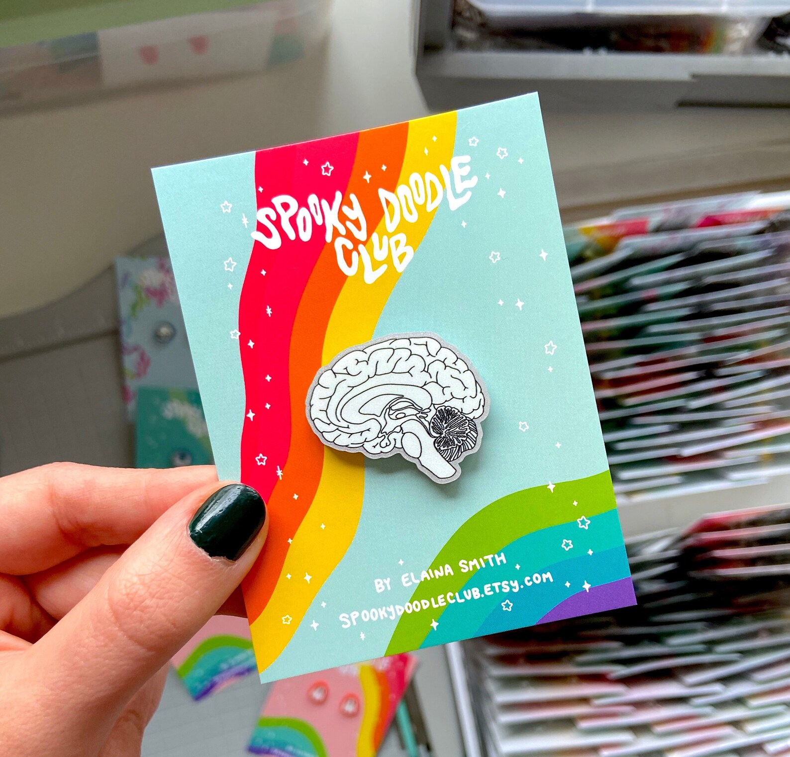 BRAIN PIN - Glitter Acrylic Pin, Sagittal Brain Diagram Pin ...
