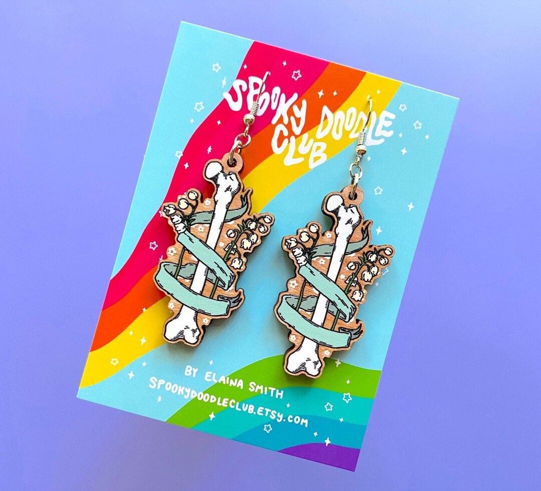 FRAGILE DECAY EARRINGS - Wooden Bone Earrings, Lily of the Valley ...