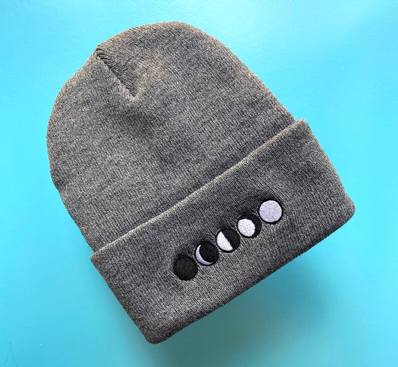 MOON PHASE BEANIE - Spooky Doodle Club Embroidered Beanie - Etsy