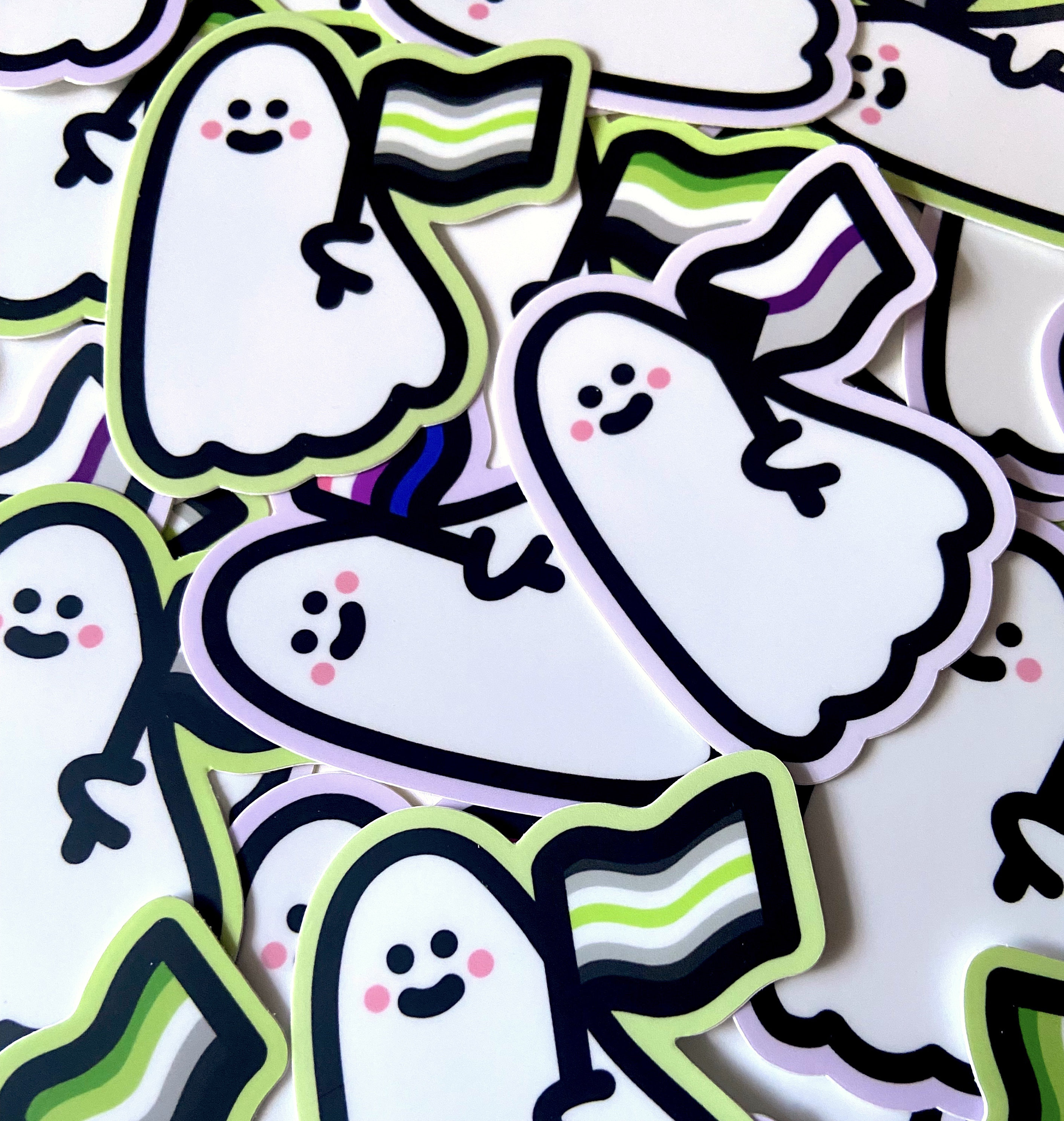 AGENDER PRIDE GHOST Sticker - Spooky Cute Nonbinary Pride Flag Sticker ...