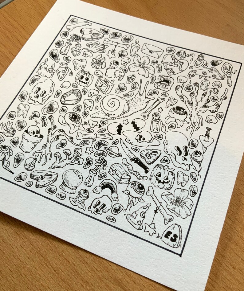 SNAIL SLIME Original Drawing 5x5 Inches Spooky Doodle - Etsy