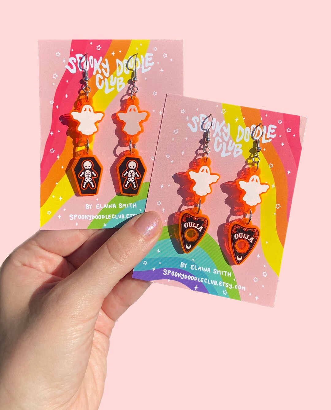 GHOST SUMMONER EARRINGS - Halloween Ghost Earrings, Coffin Skeleton ...