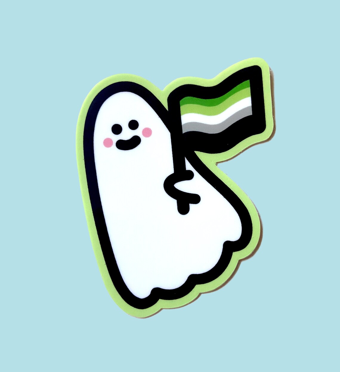ARO PRIDE GHOST Sticker - Spooky Cute Aromantic Pride Flag Sticker ...