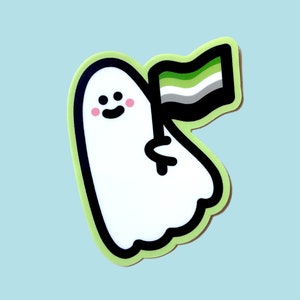 ARO PRIDE GHOST Sticker - Spooky Cute Aromantic Pride Flag Sticker ...