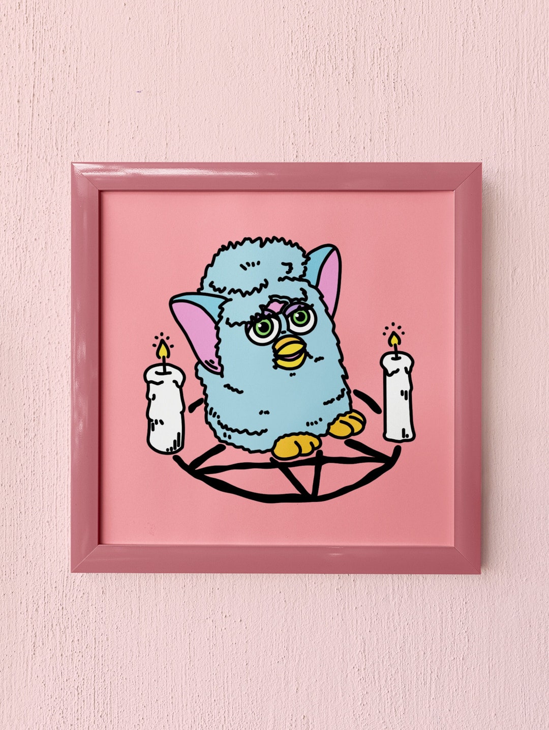 PENTAGRAM FURBY Wall Art Creepy Cute Furby Art Print, Square Wall Decor ...