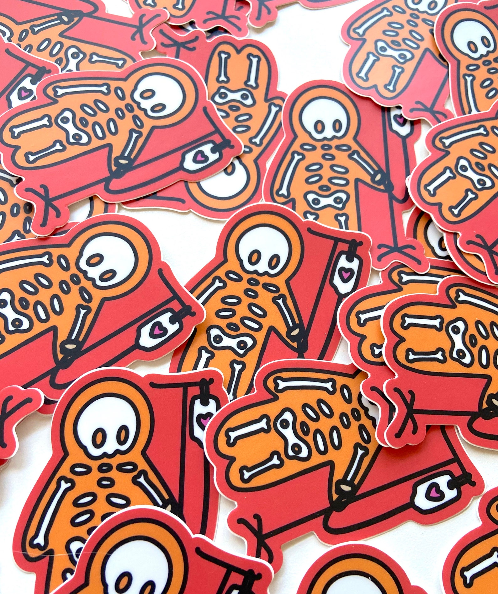 SICK SKELETON STICKER Vinyl Art Sticker Spooky Doodle Club Sick Kids ...