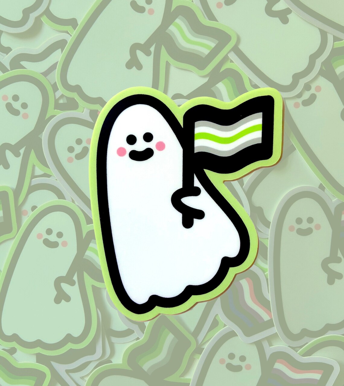 AGENDER PRIDE GHOST Sticker - Spooky Cute Nonbinary Pride Flag Sticker ...