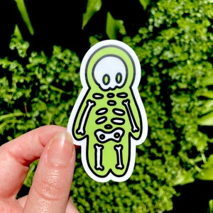 GREEN SKELETON STICKER - Vinyl Art Sticker - Spooky Doodle Club - Etsy