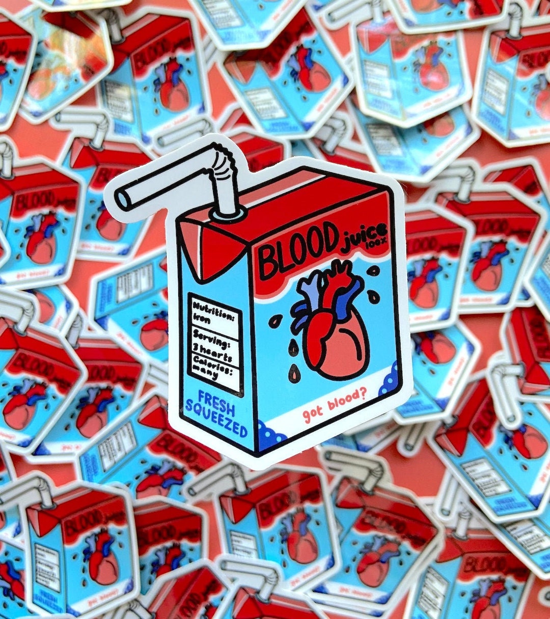 BLOOD JUICE STICKER Cute Horror Juice Box, Halloween Vinyl Sticker ...