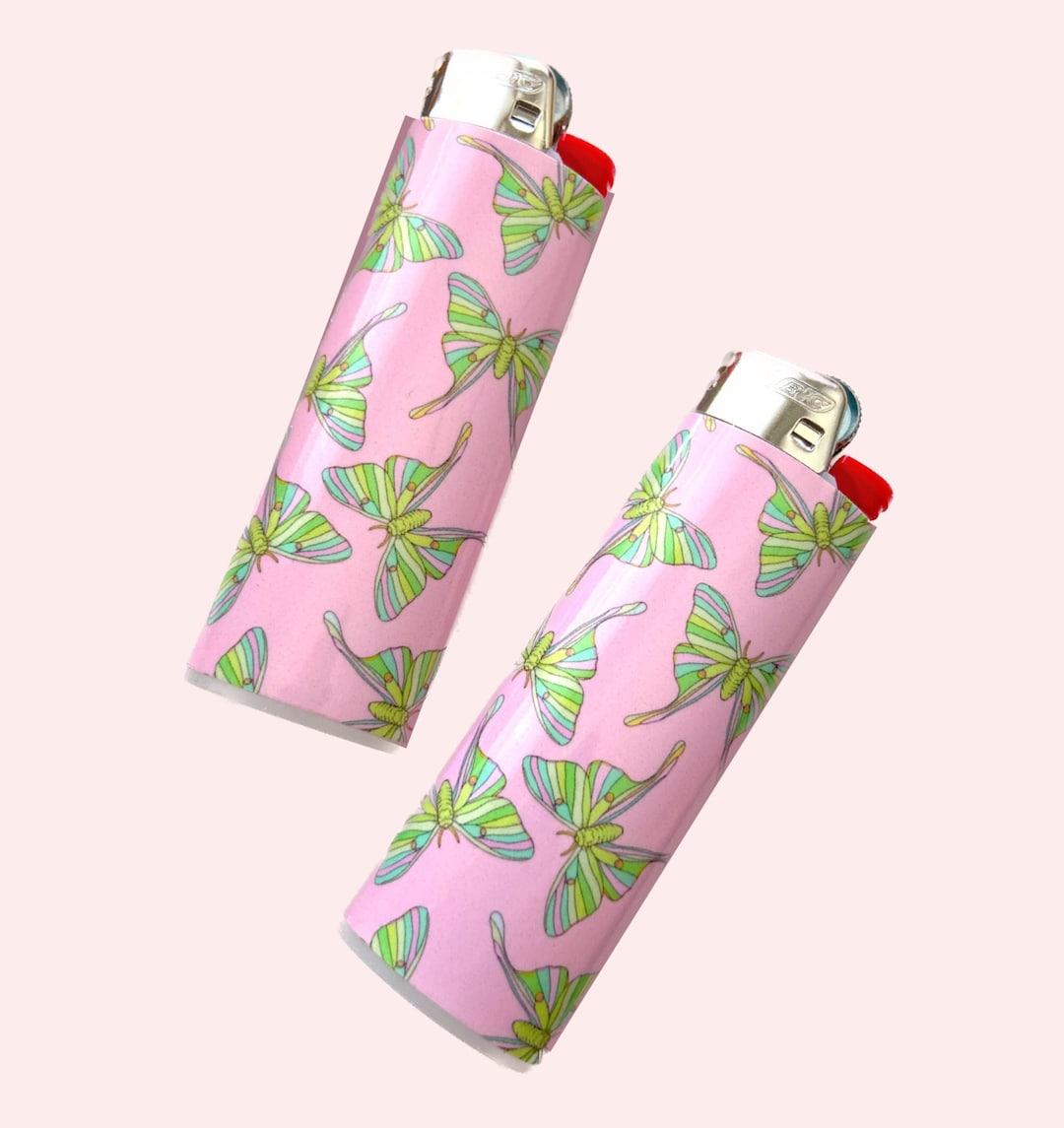 LUNA MOTH LIGHTER - Pastel Pink Bic Lighter, Custom Art Aesthetic ...