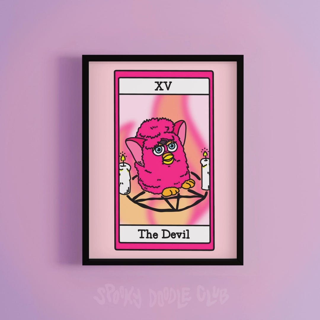 DEVIL FURBY Art Print - Furby Tarot Card Poster, Cursed Art, Spooky ...