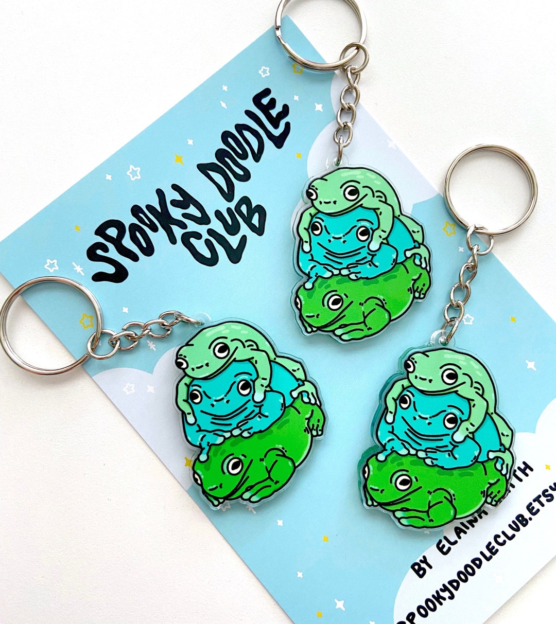 FROG STACK KEYCHAIN Toad Art Acrylic Keychain Amphibian - Etsy
