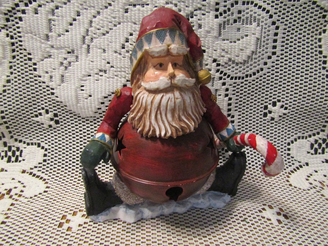 Santa Bell Jointed Arms Figurine/russ Berrie & Co./the Christmas ...