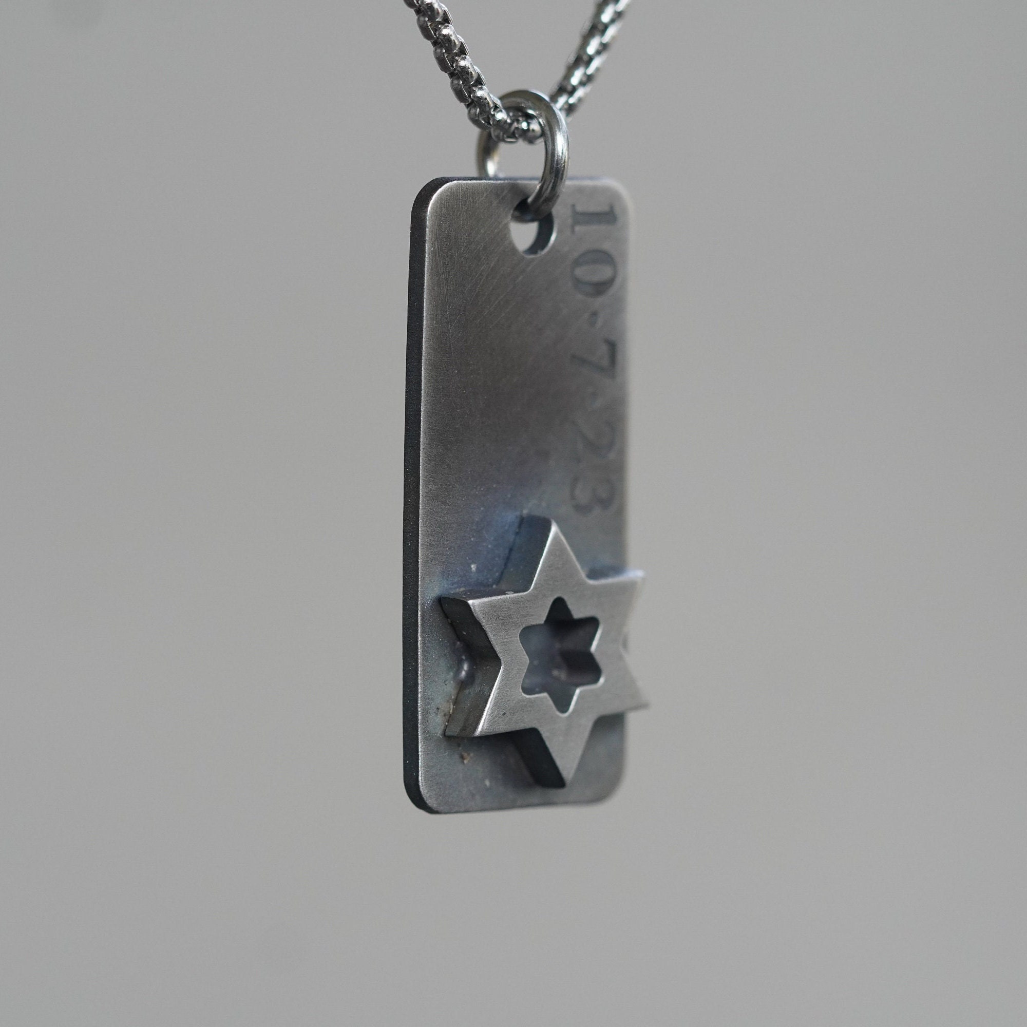 Magen David Necklace Mens Rustic Style Made of Stainless Steel - Etsy