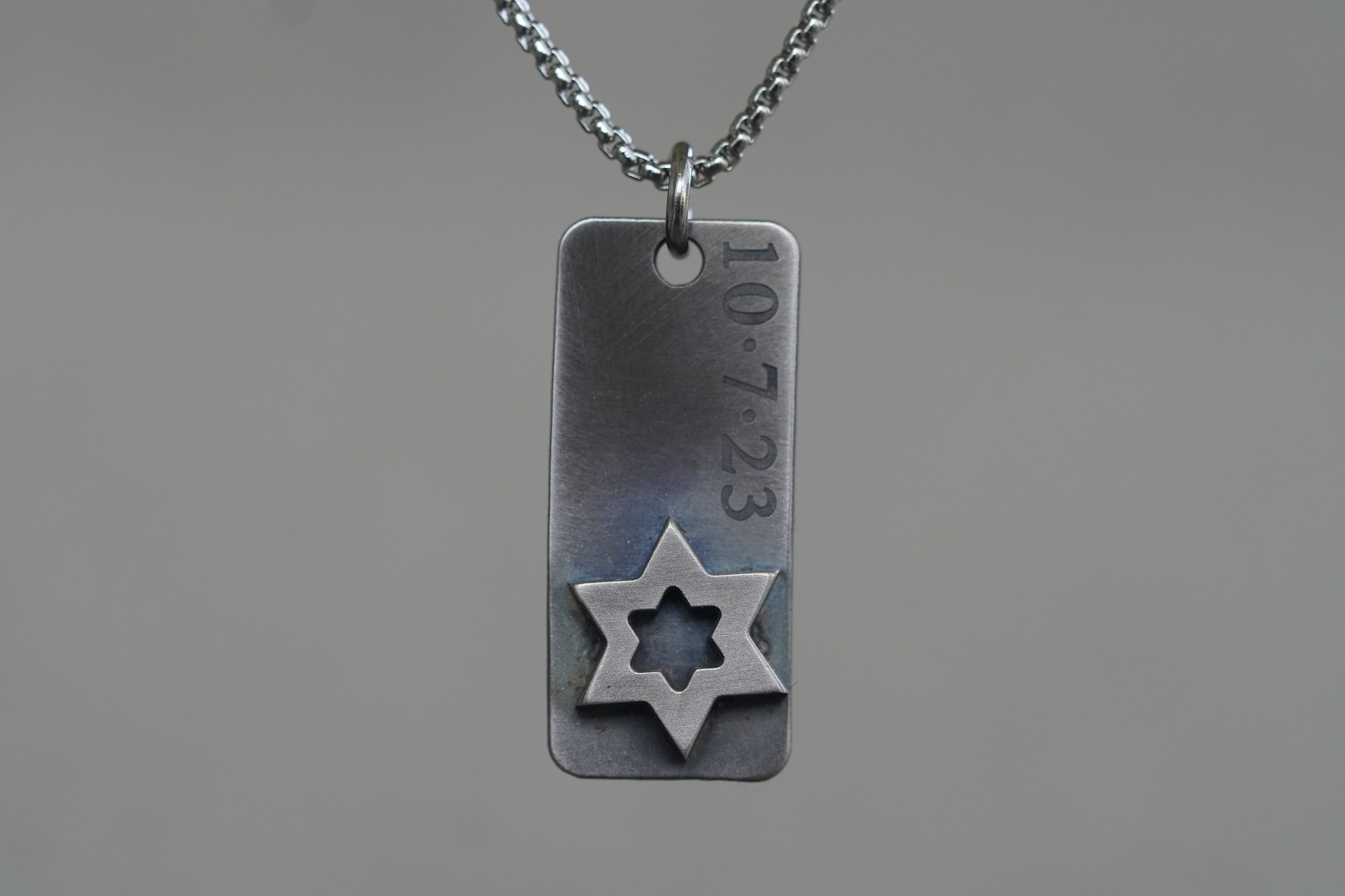 Magen David Necklace Mens Rustic Style Made of Stainless Steel - Etsy