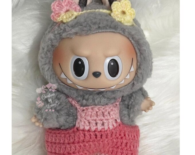 Labubu Crochet Overalls With Matching Flower Headband V1 Version Only ...