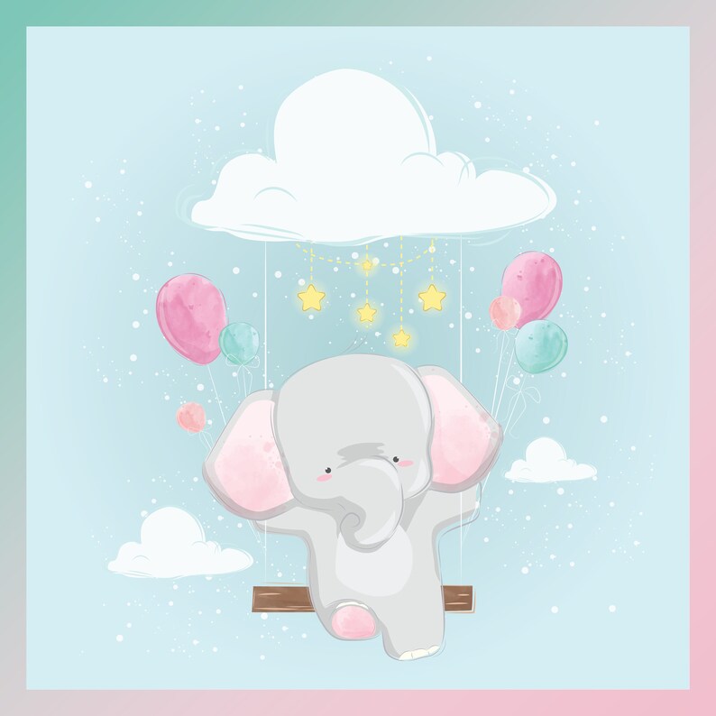 Elephant Nursery Art Elephant Wall Art Elephant Baby Shower Gift Baby ...