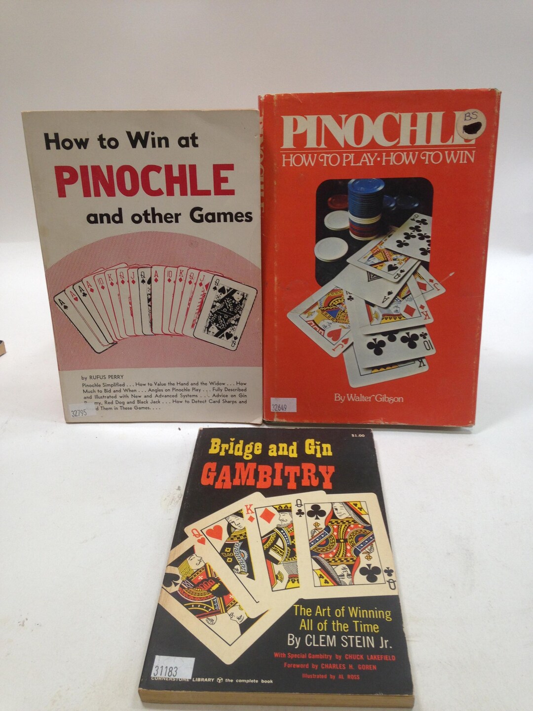 3 Books on How to Play and Win at Pinochle, Bridge and Gin Card Games ...